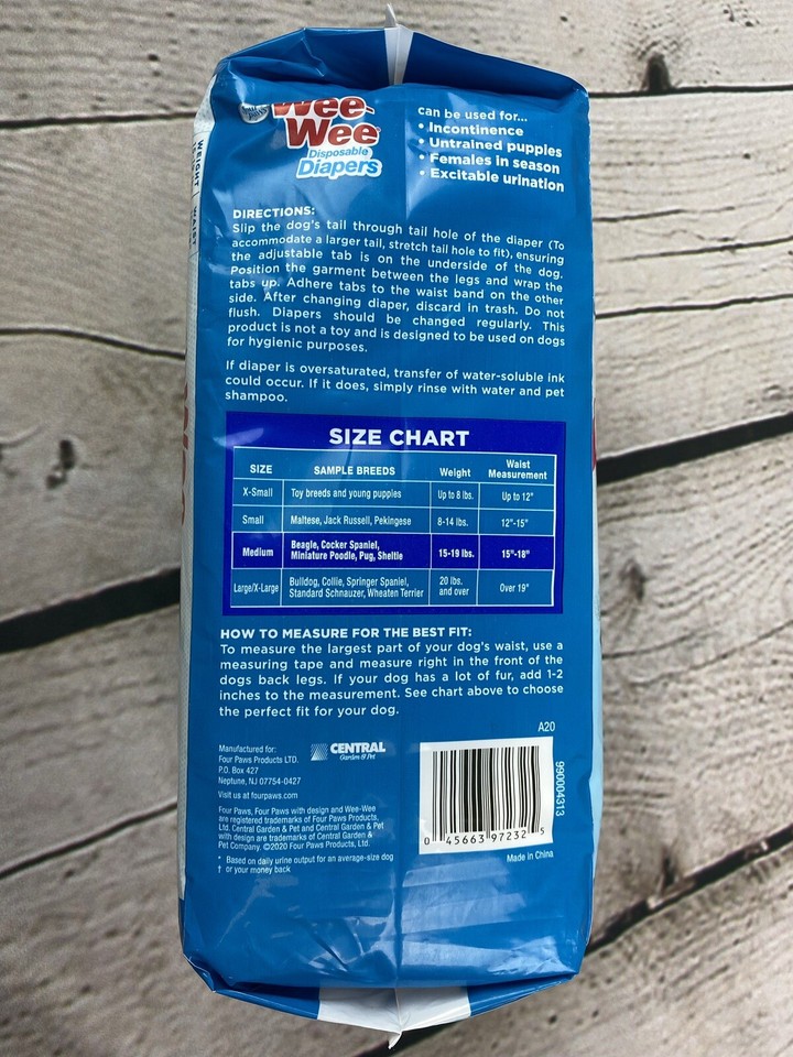 Four Paws Wee-Wee medium disposable diapers 12 Count New Unopened | eBay