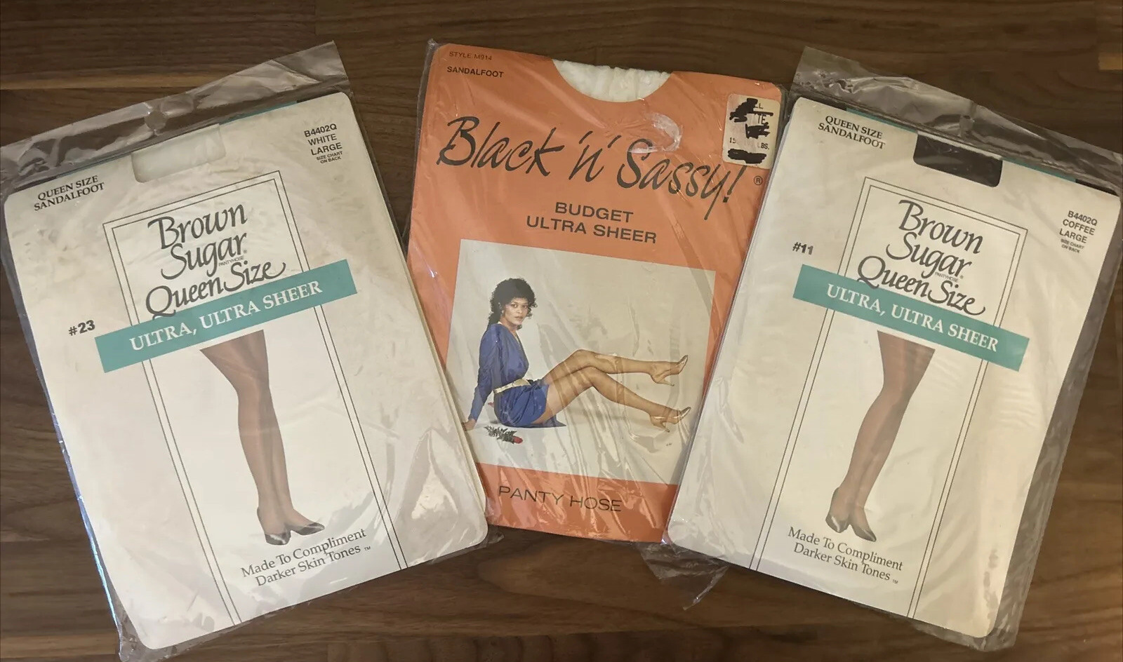 x3 Vtg Leggs Brown Sugar Pantyhose Size L Ultra Ultra Sheer Queen Black ...