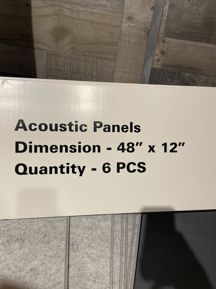 6 Pack Acoustic Sound Panels 48” x 12” Gray Peel & Stick Felt Panels ...