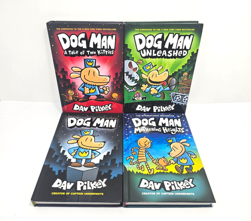 Dog Man Books Lot of 4 Hardcover Dav Pilkey Graphic Novel Set Series ...