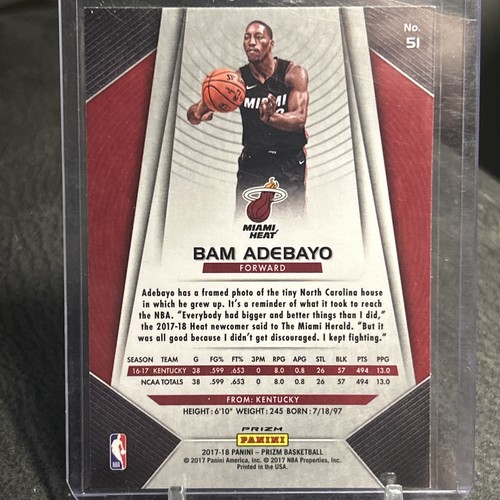 Bam Adebayo RC 2017-18 Panini Prizm Prizms Red White and Blue #51 | eBay