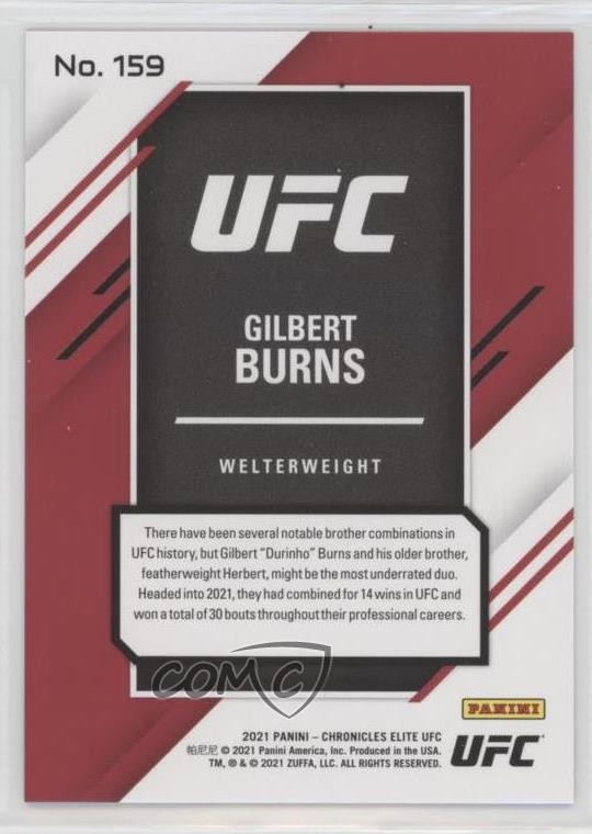 2021 Panini Chronicles UFC Elite Purple 35/49 Gilbert Burns #159 Rookie ...