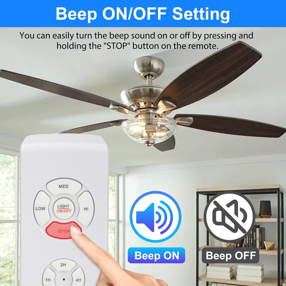 2x Universal Ceiling Fan Lamp Light Wireless Timing Remote Control ...