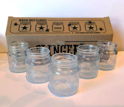NEW in Box! Slinger Mason Jar Shot Glasses Set of 5 with Star | eBay