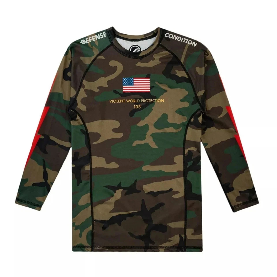 Camo DEFCON x SHOYOROLL Rashguard Batch #138 VIOLENT LS Jiu Jitsu Long ...
