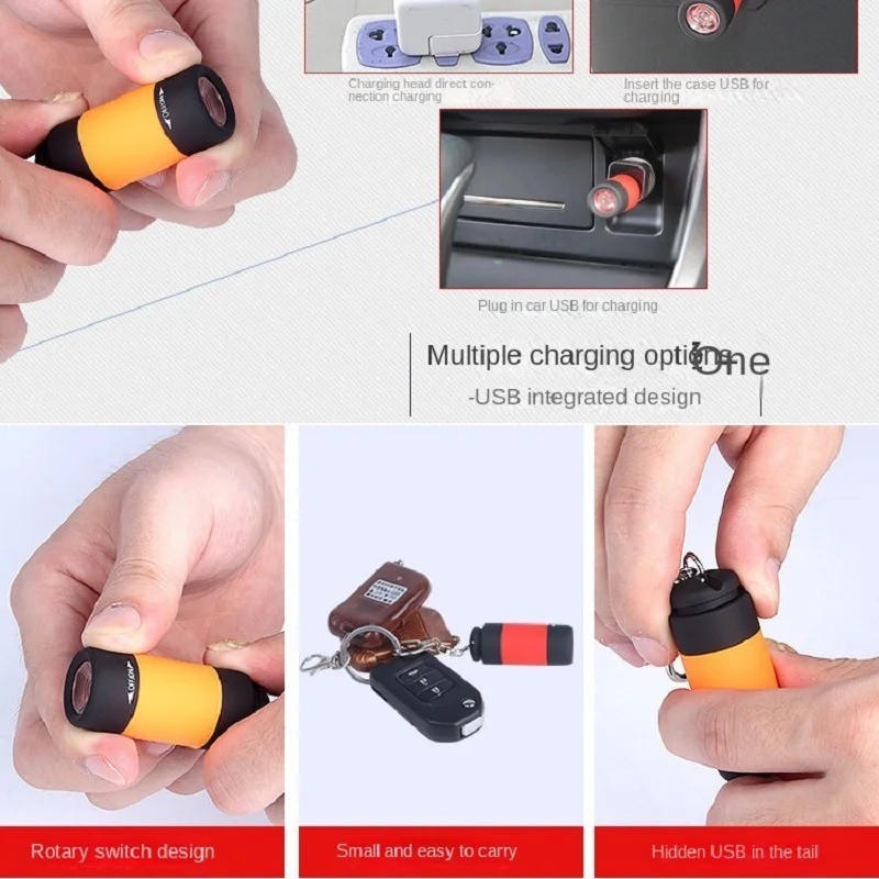 Ultra Bright LED Keychain Light USB rechargeable Flashlight mini Pocket ...