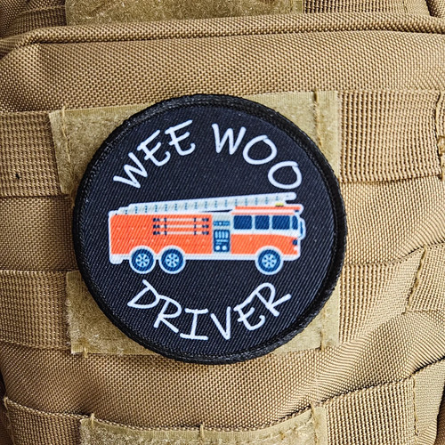 Wee woo driver firefighter 3" circle removable patch with hook and loop ...