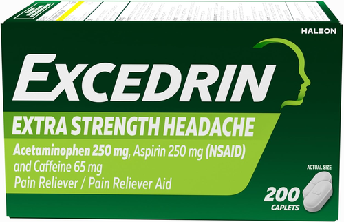Excedrin Extra Strength Pain Relief Caplets for Headache Relief ...