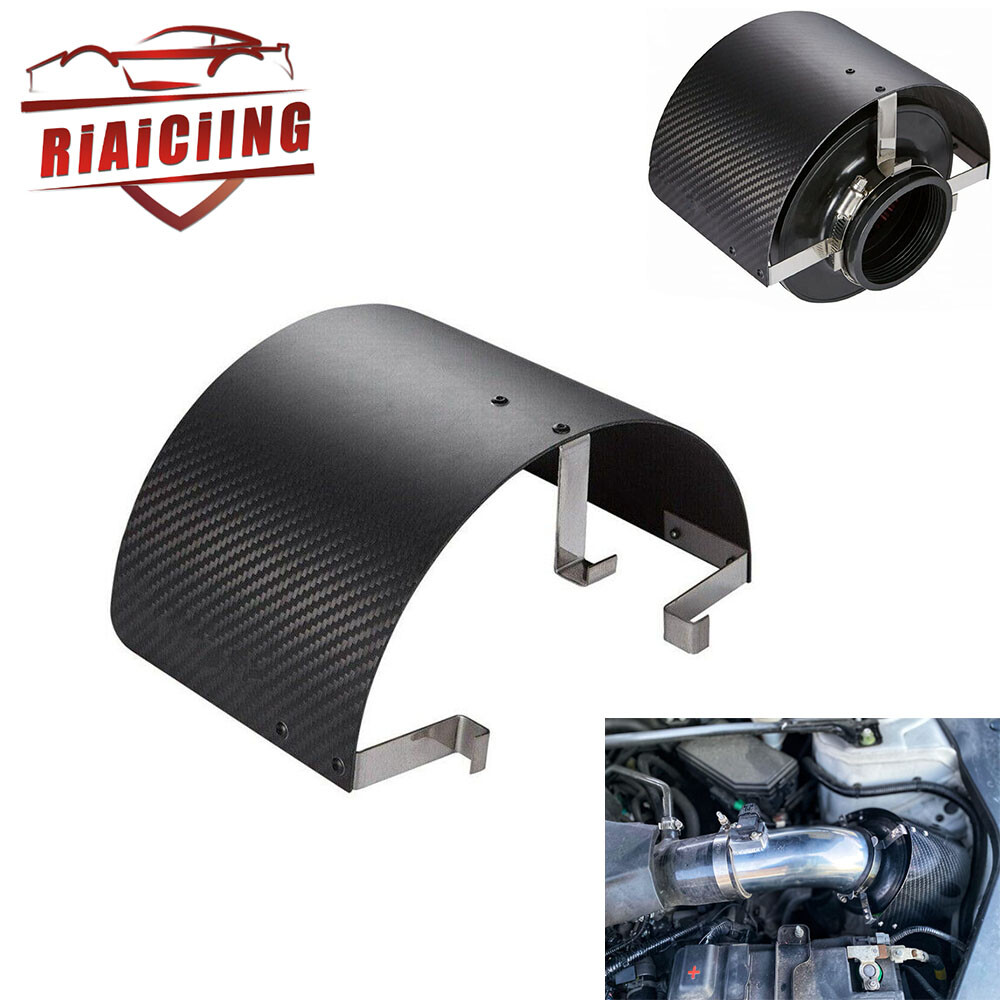Universal Carbon Fiber Cold Air Intake Filter Heat Shield Cover for 2.5 ...