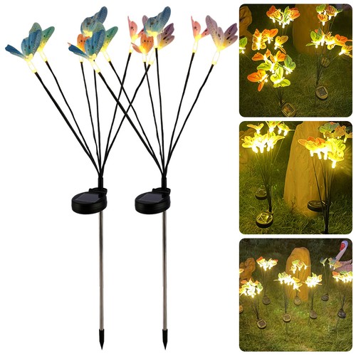 2Pcs Butterfly Solar String Lights Reusable LED Solar Butterfly Light ...