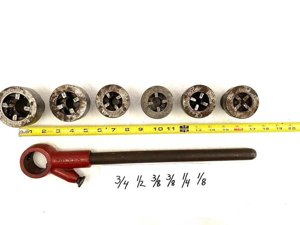 Vintage Toledo Pipe Ratcheting Threader Set TAP & DIE 1/8"-3/4" | eBay