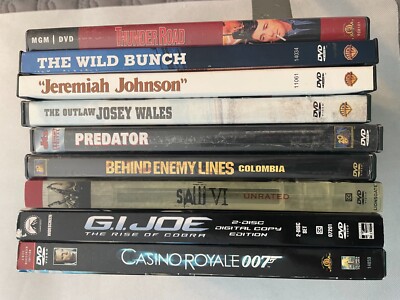 Lot of 9 Action Western Movies DVDs GI Joe Thunder Road Predator Casino ...
