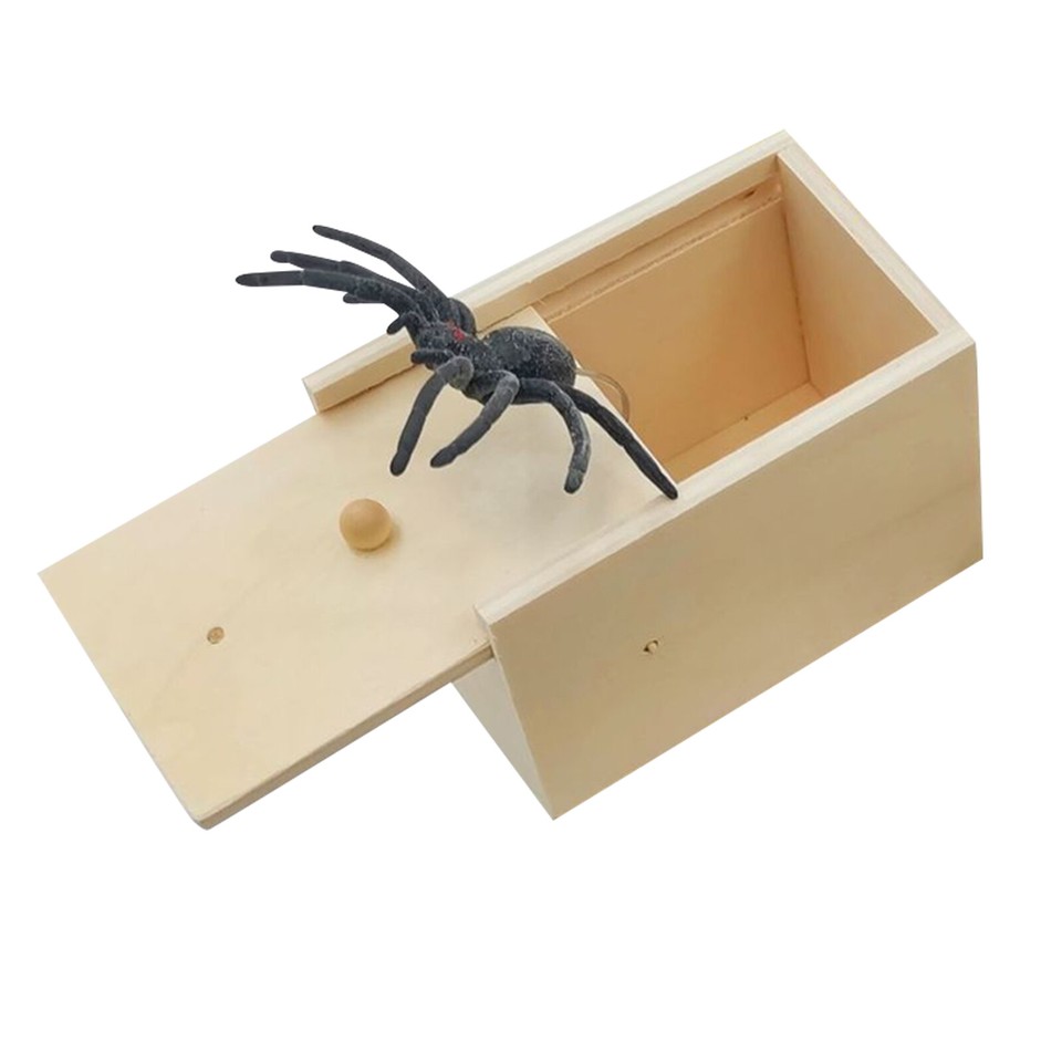 2X Wooden Prank Spider Scare Box Hidden in Case Trick Gag Play Joke ...