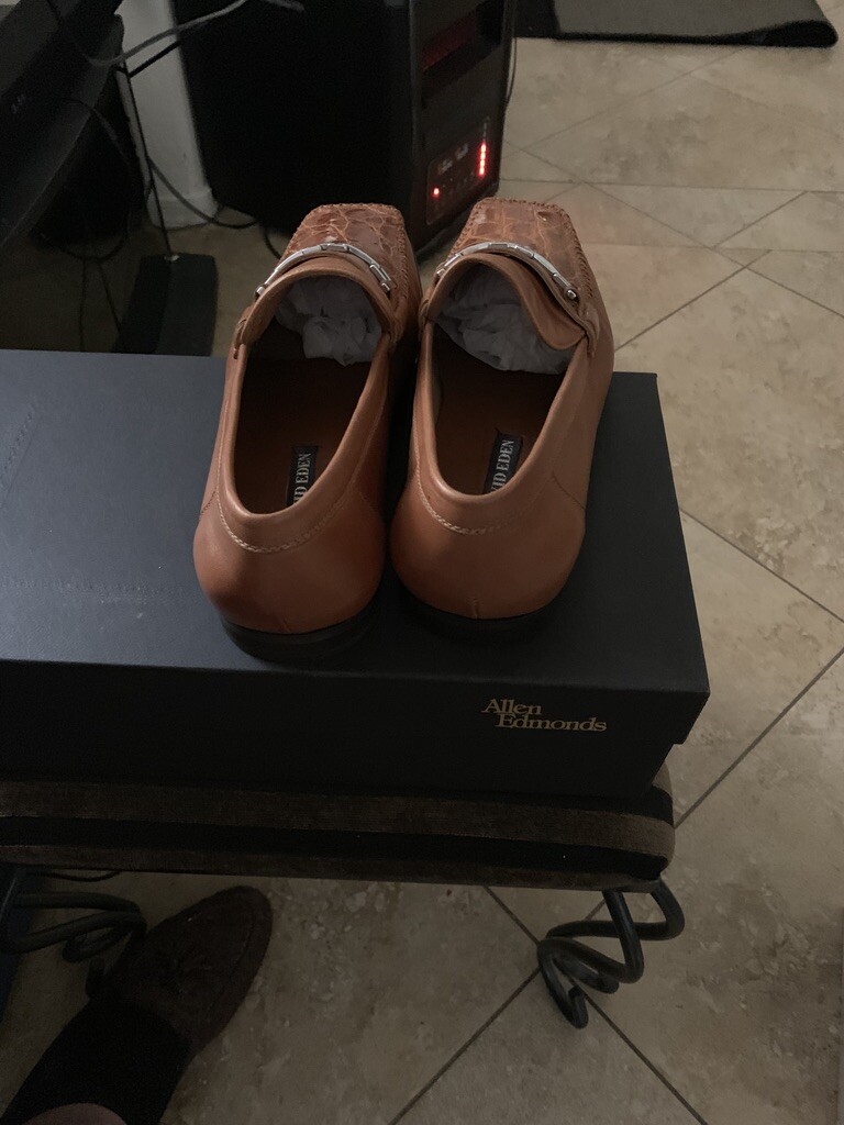 DAVID EDEN TAN COGNAC CROCODILE LOAFERS SHOES 11 (D)… - Gem