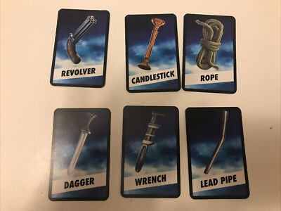 Clue Board Game Complete Set of 6 Weapon Replacement Cards 2015 | eBay
