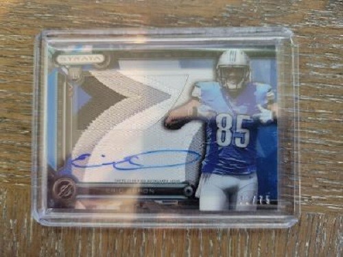 2014 Topps Strata Eric Ebron Clear Cut Rookie 4 color Jersey Patch Auto ...