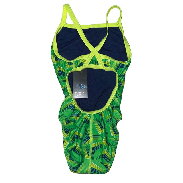 Speedo Pro LT Play the Angles Flyback Vibrant Lime One Piece Swimsuit ...