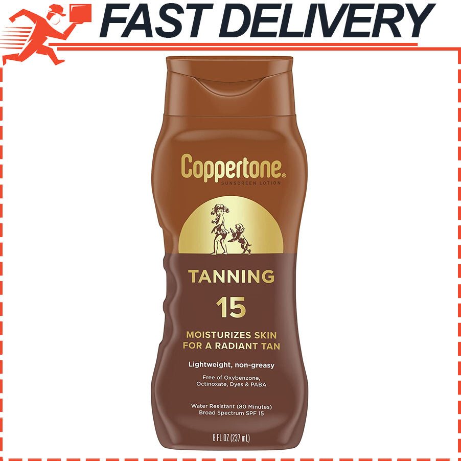 Coppertone Tanning Body Sunscreen Lotion Water Resistant SPF 15 Broad ...