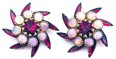 VINTAGE JUDY LEE Ruby Red STARBURST Ruby Red & Pink/Purple FIRE OPAL ...