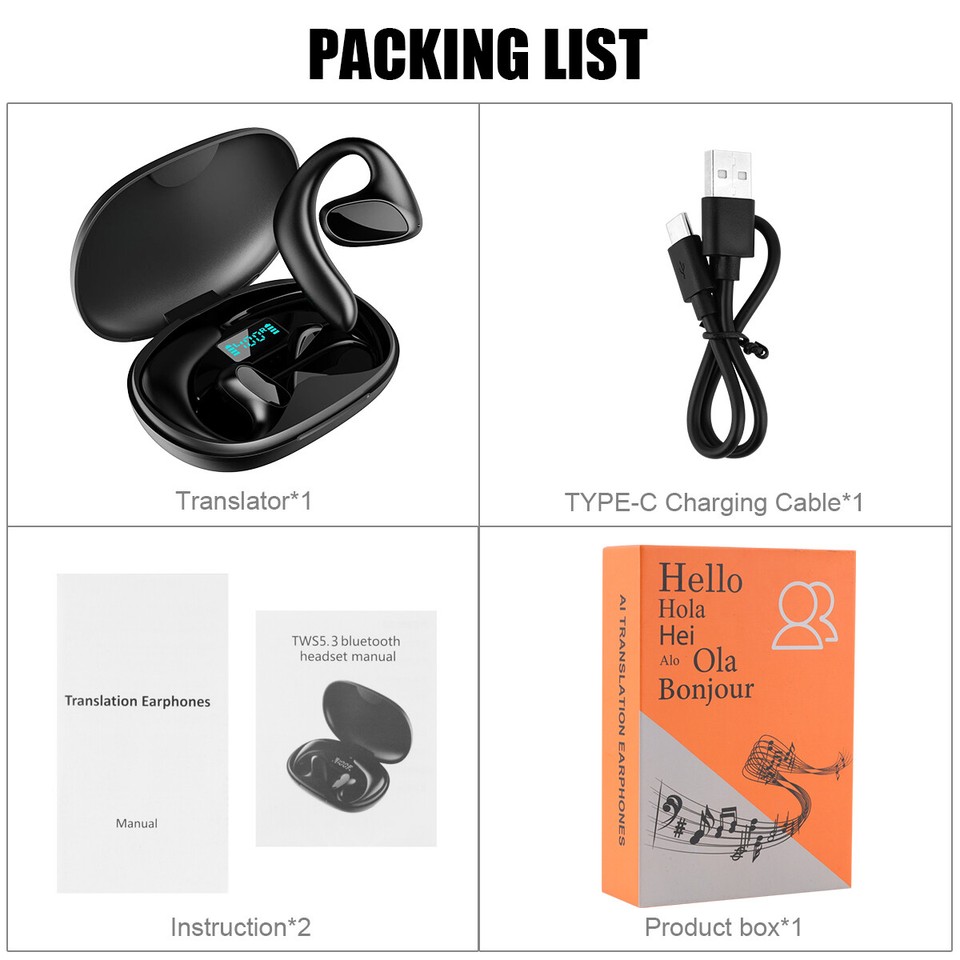 144 Language M8 Translator Earbuds Wireless Bluetooth Two Way ...