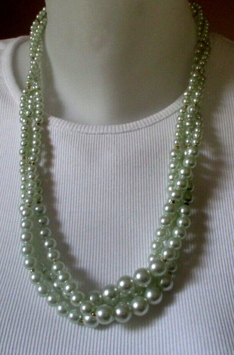 Collier 3 rangs de perles en résine doré gris nacré unique bijou ...