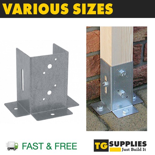 Galvanised Post Support Post Bracket Fence Foot Post Base Bolt Down ...