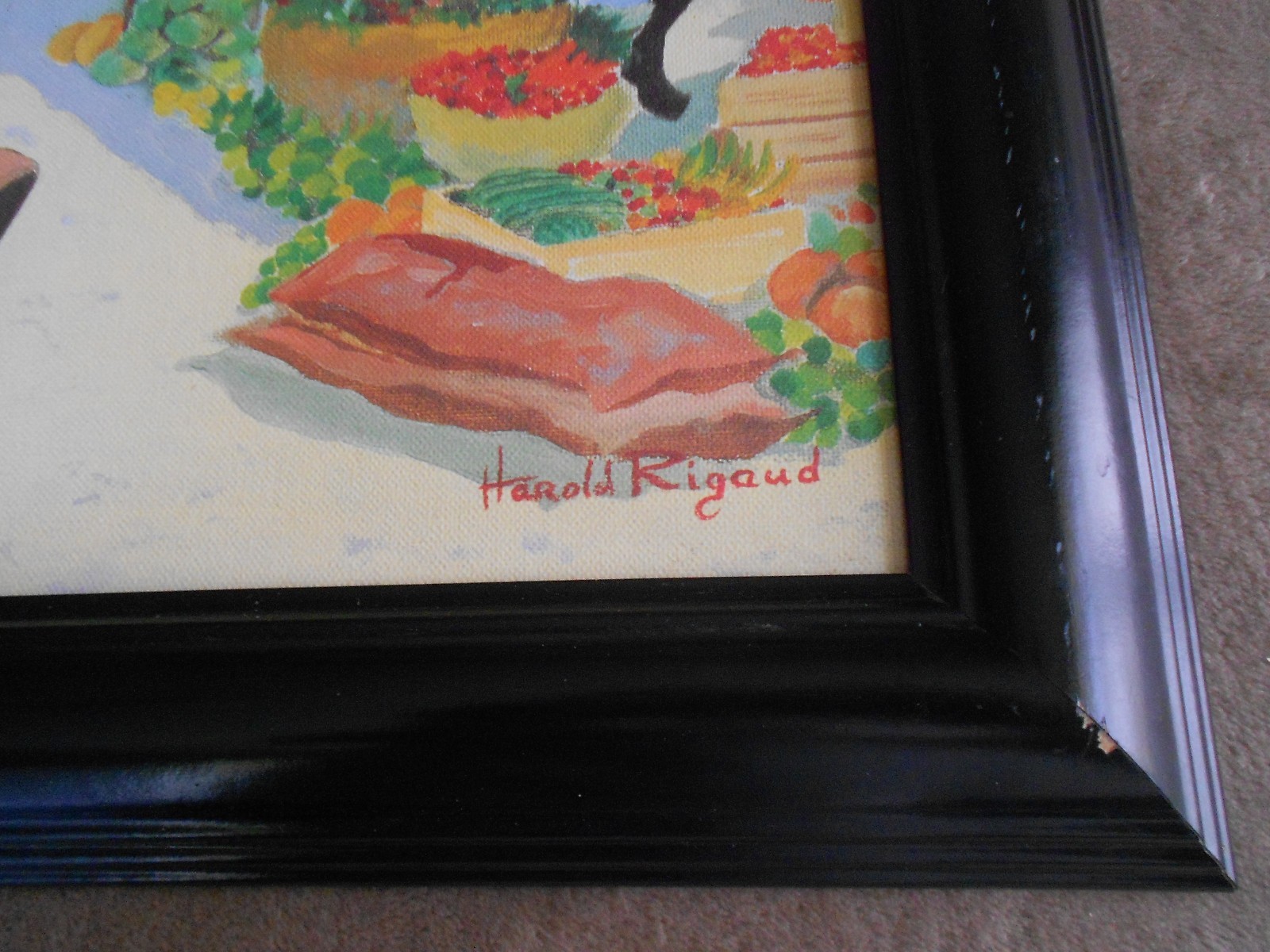 ***HAROLD RIGAUD*** '97 LITHO ON CANVAS "MARKET PLACE" 24"W X 20" SIP ...