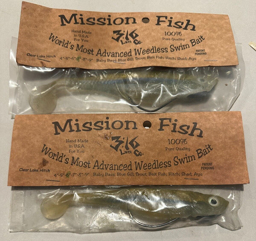 (2) 6" and 7" Mission FISH 3:16 Weedless SWIMBAIT AYU Pre-rigged Hook ...