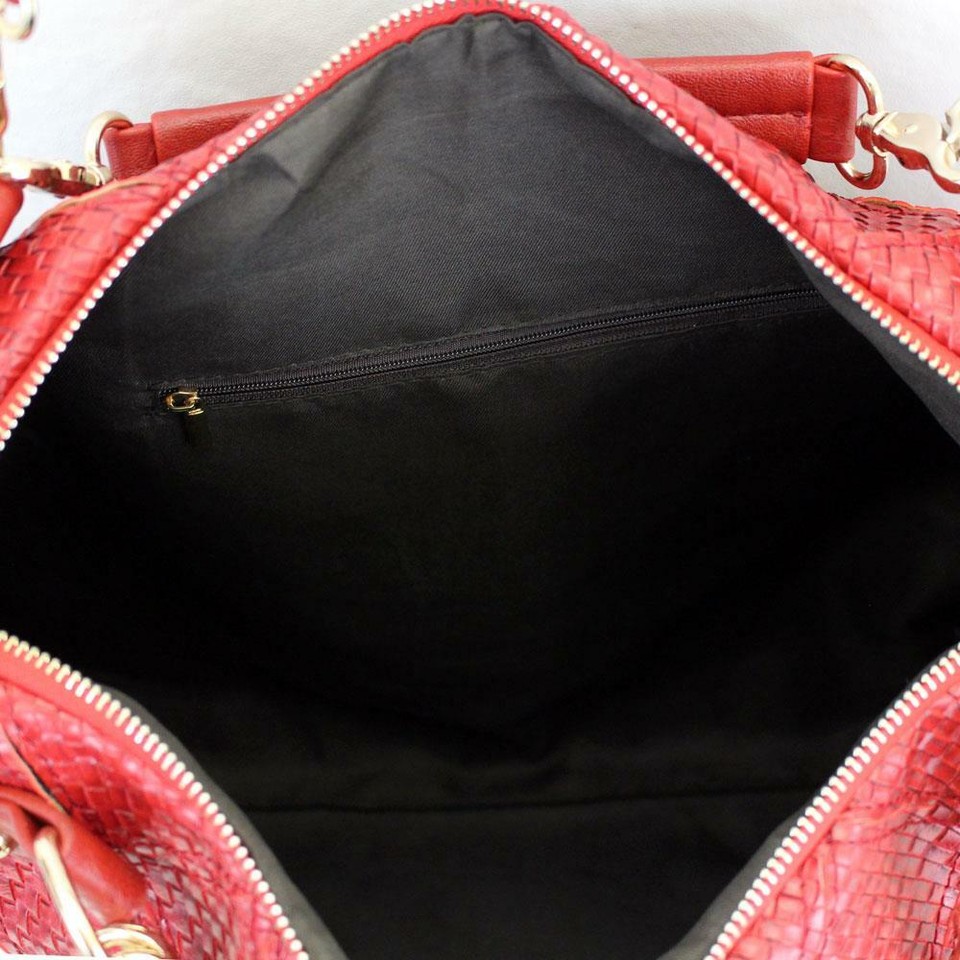 Large Giovani & Rucci Red Woven Handbag Purse Satchel Carry All Tote ...
