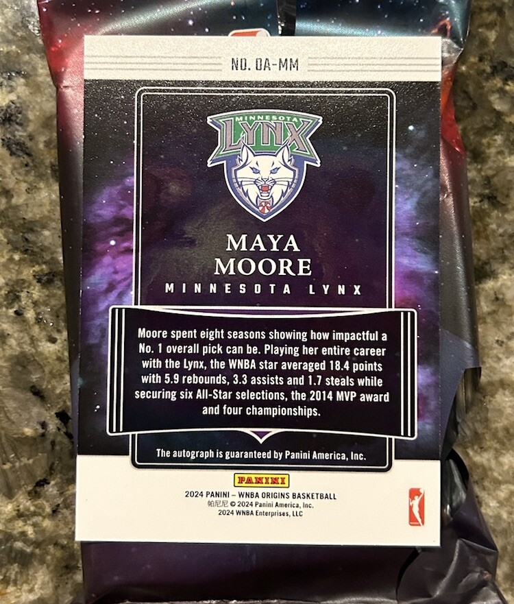 2024 Panini Origins WNBA Maya Moore Red Autograph Auto #/99 Minnesota ...