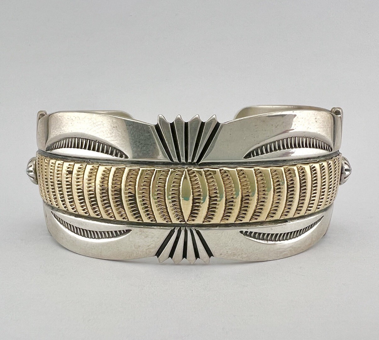 HUGE Vtg Mike Begay Navajo Sterling Silver 14k Yellow… - Gem