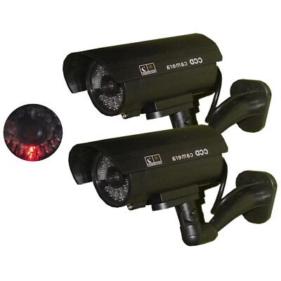 2 x Dummy Security Camera Fake Infrared LED Blink Flashing Light CCTV ...