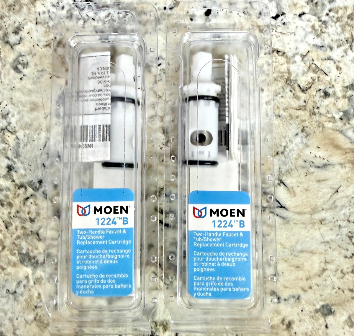 NEW 2 PACK GENUINE MOEN 1224 Two Handle Hot/Cold Faucet 1224B Cartridge ...