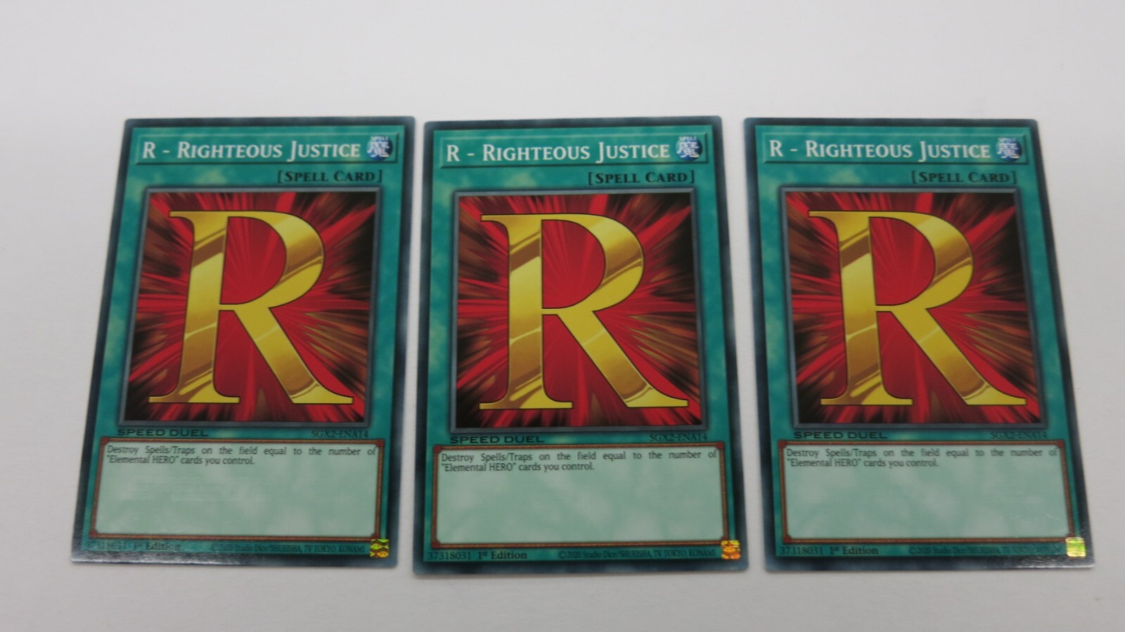 3x R - RIGHTEOUS JUSTICE 1ST EDITION SGX2-ENA14 COMMON YUGIOH NM ...