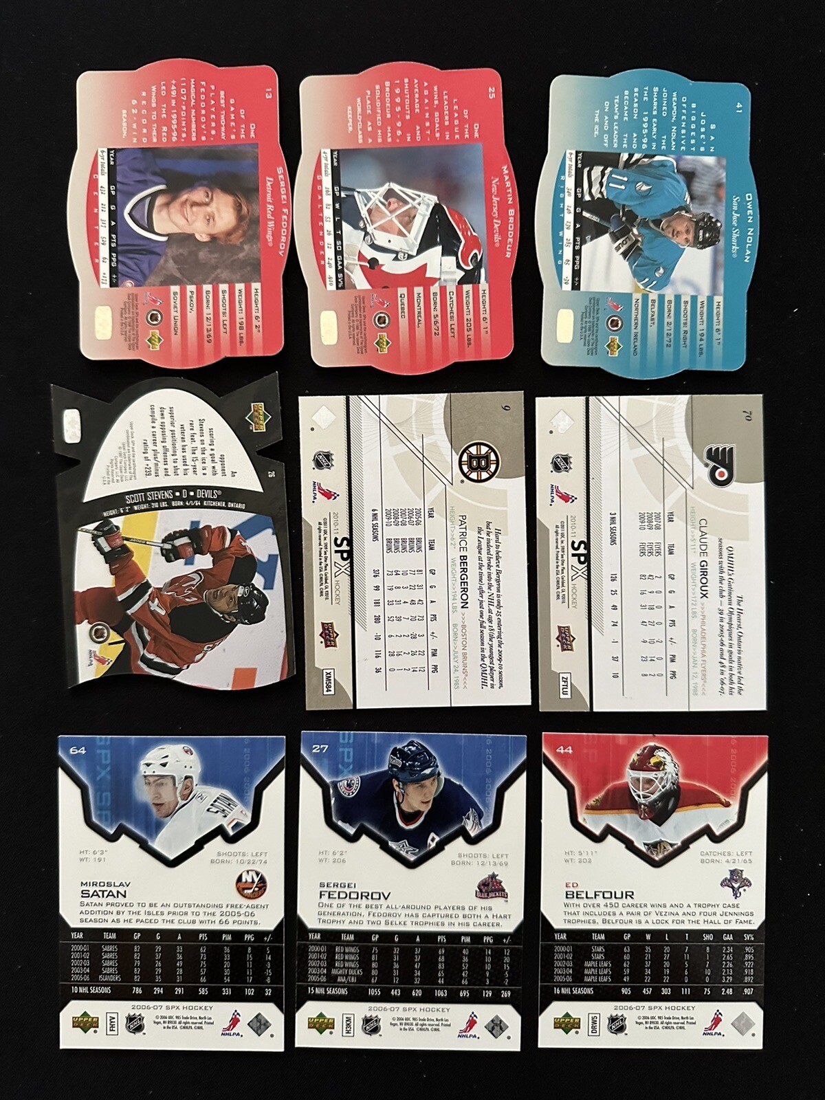 1996 To 2011 SPx Hockey Various Inserts 9 Cards Lot Brodeur Fedorov ...
