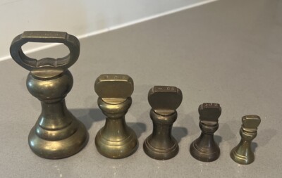 Set of 5 Brass Bell Shaped Scale Weights: 1 lb 8oz 4oz 2oz 1oz | eBay