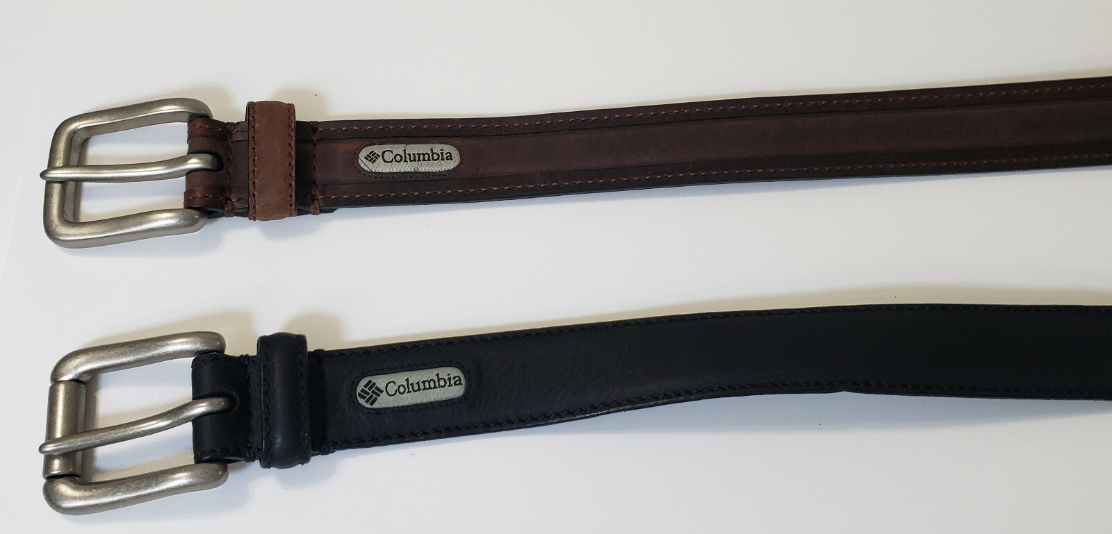 Columbia Men's Leather Belts Brown And Black 44 Waist Full Grain Set Of ...