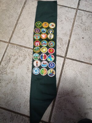 Vintage Original BSA Boy Scout Green Sash with 24 Merit Badges Patches ...
