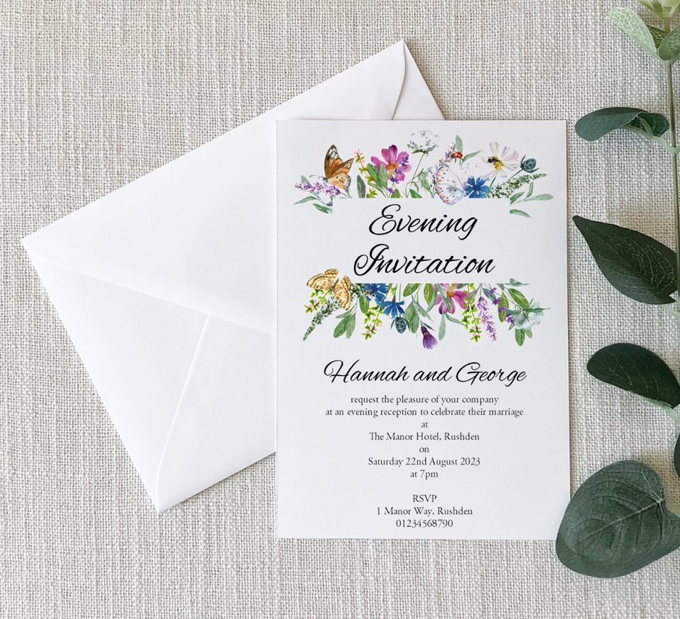 10 Wedding Invitations Evening Reception Invites Personalised Summer ...