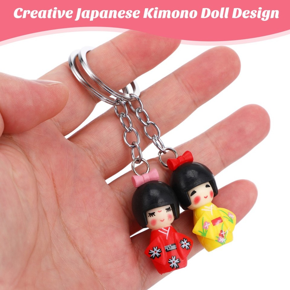 6 Pcs Kimono Doll Keychain Child Girl Japanese Cute Keychains for Girls ...