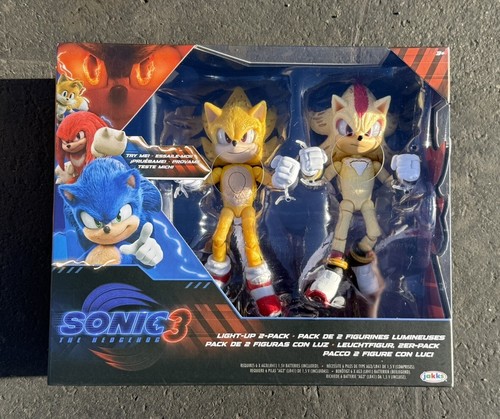 Super Shadow Super Sonic 3 Jakks 5" Light Up 2 Pack HEDGEHOG Figure ...