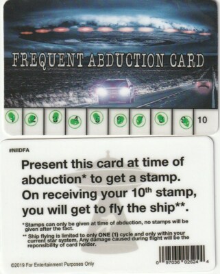 FREQUENT ALIEN ABDUCTION ID Card driver's Drivers License fans X-files ...