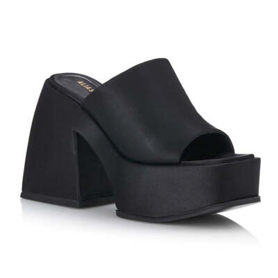 NEW Alias Mae ALIAS MAE Womens Lydia Platform Mules - Black Satin ...