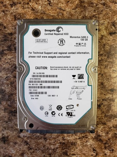 Seagate Momentus 5400.3 ST9120822AS 120GB SATA 2.5" HDD Hard Drive 100% ...