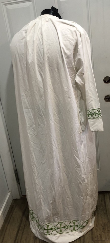 Catholic Church White Alb With Green Crosses | eBay