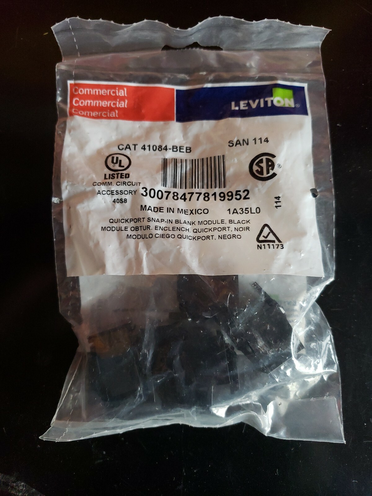 LEVITON 41084-BEB QUICKPORT SNAP-IN BLANK MODULE, BLACK (10 PACK) | eBay