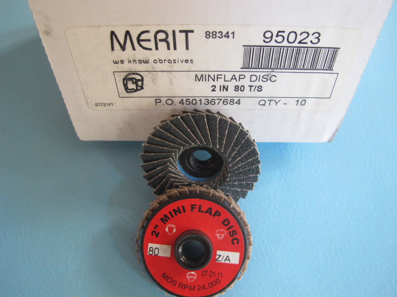 (10) Merit 2" Mini Flap Disc ABRASIVE 95023 80 Grit Type II Zirconia ...