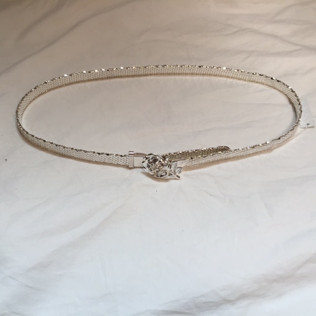 Silver Mesh Belt with Rose Buckle - 33" Long | eBay