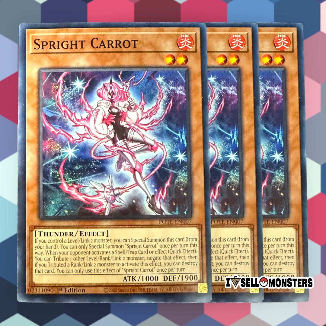 Yugioh! 3x Spright Carrot POTE-EN007 Common 1st Yu-Gi-Oh! FAST SHIP x3 ...
