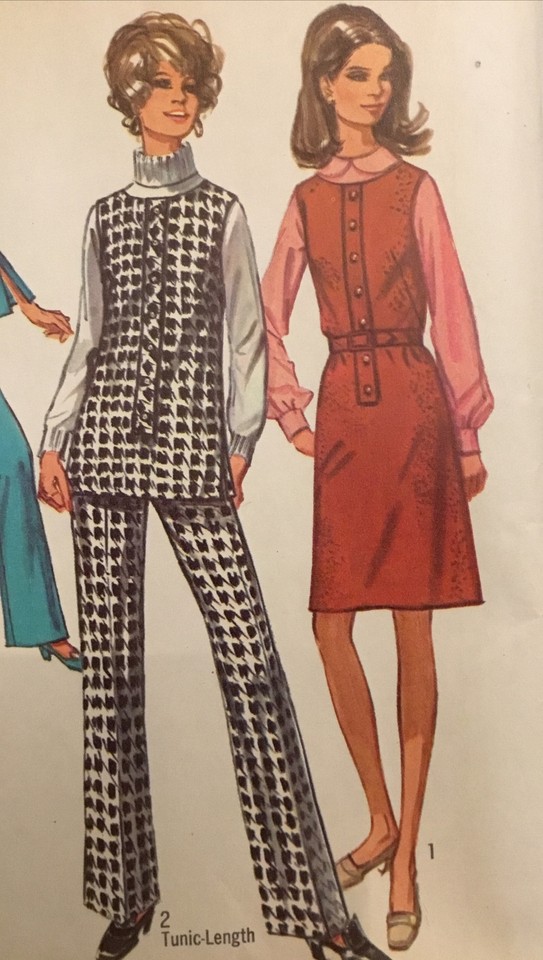 VTG 60s Simplicity 8937 Womens 20 Half Size MoD Dress Tunic Pant Suit ...